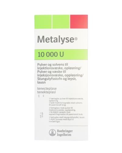 Metalyse Pulver og væske til injeksjonsvæske, oppløsning 10 000 E 1 ...