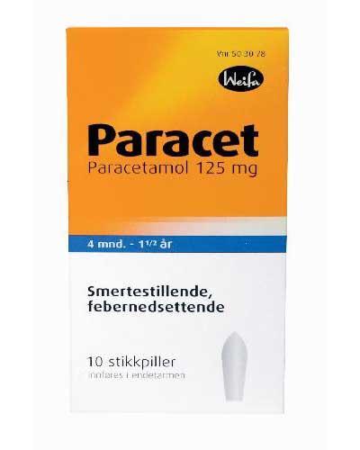 Paracet 125mg stikkpiller 4-18mndr 10stk - Apotek 1