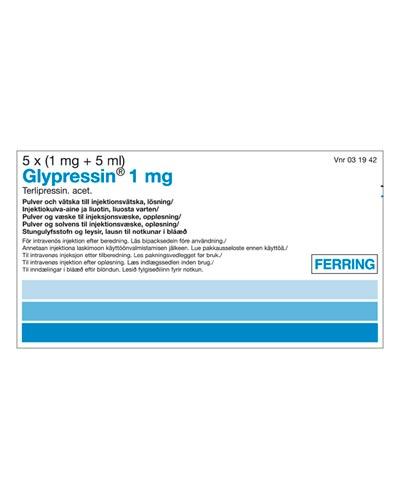 Glypressin Pulver og væske til injeksjonsvæske, oppløsning 1 mg 5 sett ...