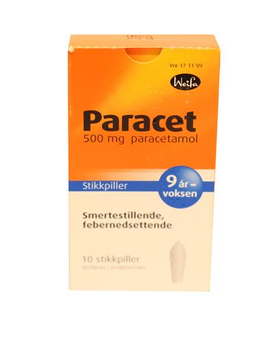 Paracet 500mg stikkpiller fra 9 år 10stk - Apotek 1