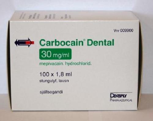 Carbocain Dental Injeksjonsvæske, oppløsning 30 mg/ml 100x1,8 ml - Apotek 1